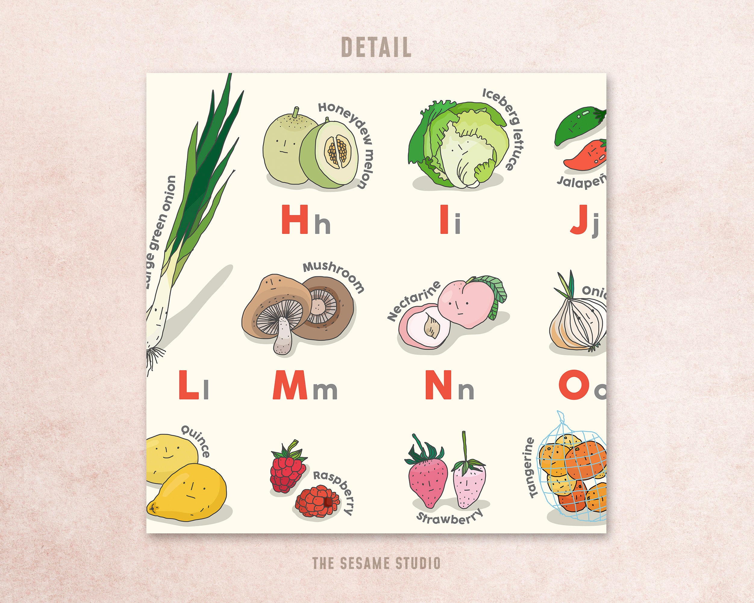 Printable Alphabet With Fruits & Vegetables, Educational Alphabet ...