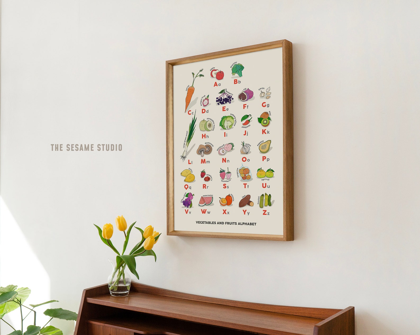 Printable Alphabet With Fruits & Vegetables, Educational Alphabet ...