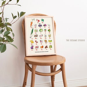 Printable Alphabet With Fruits & Vegetables, Educational Alphabet ...