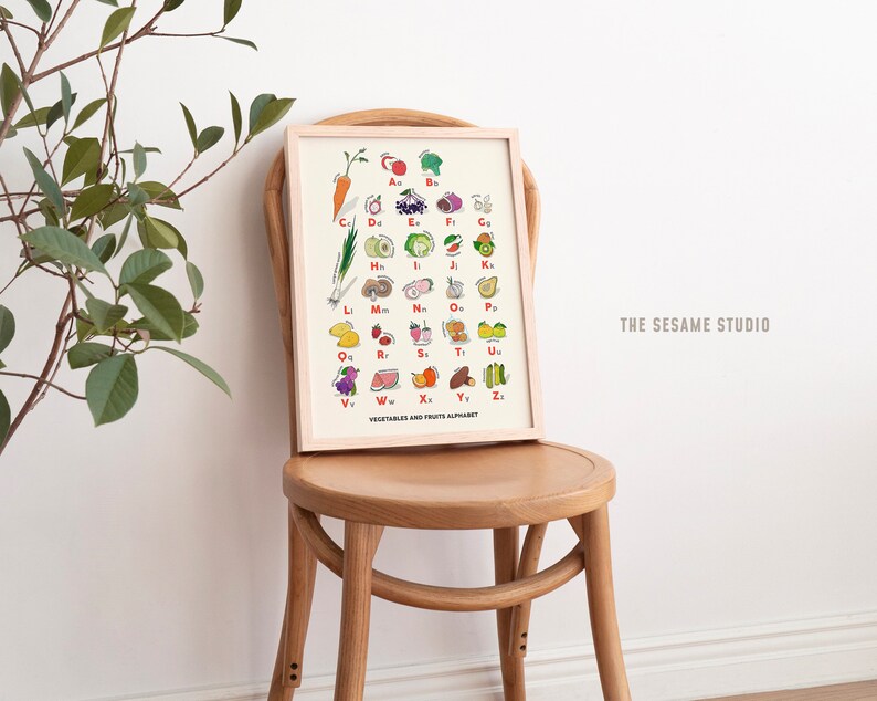 Printable Alphabet With Fruits & Vegetables, Educational Alphabet ...