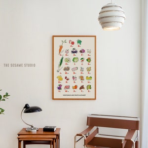 Printable Alphabet With Fruits & Vegetables, Educational Alphabet ...