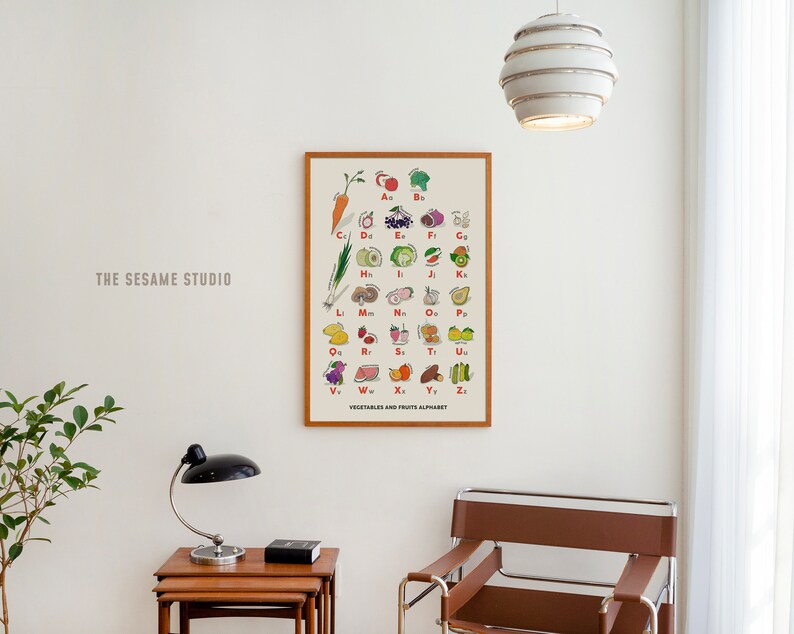 Printable Alphabet With Fruits & Vegetables, Educational Alphabet ...