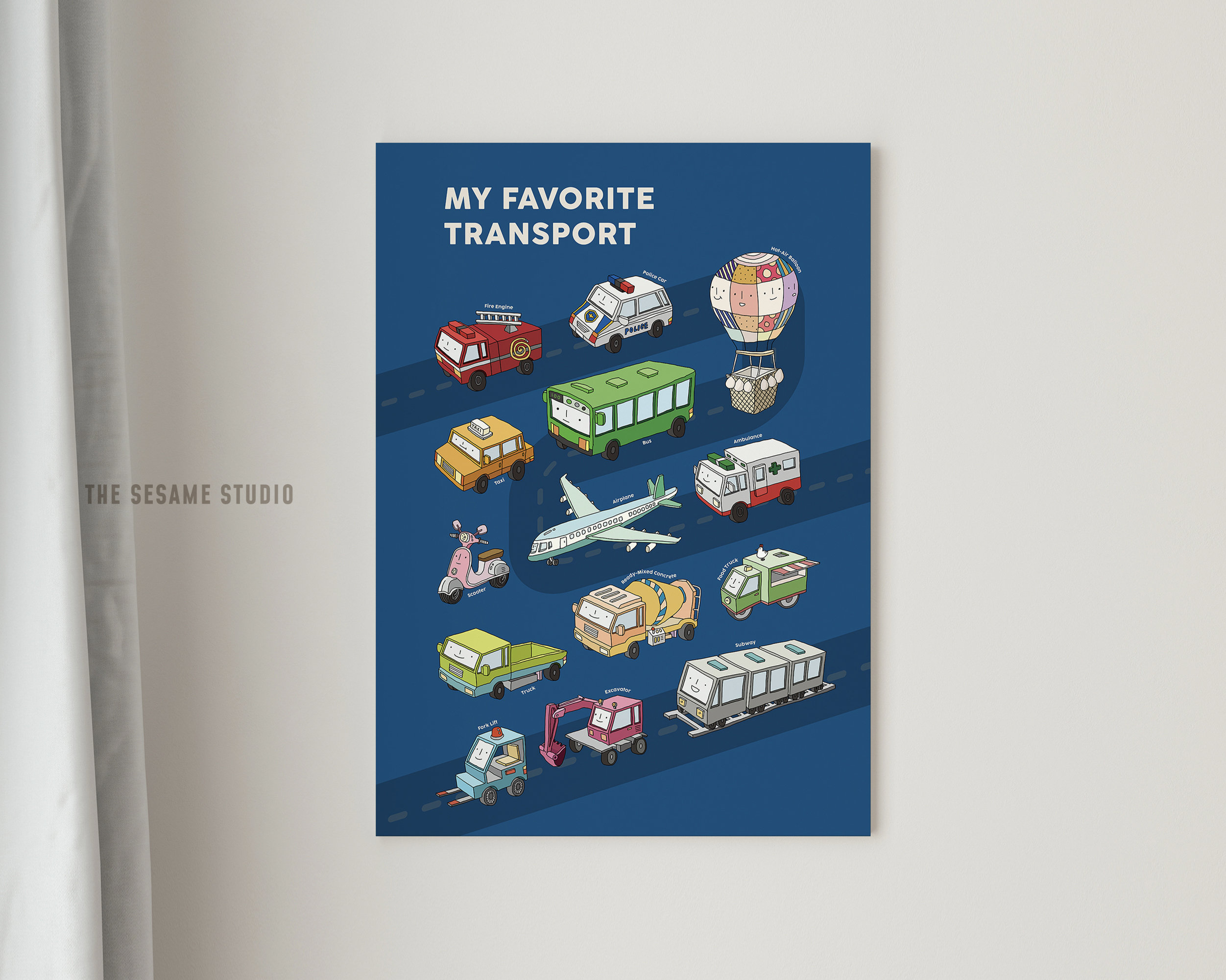 Printable Transportation Poster, Vehicle Wall Art, Educational Car ...