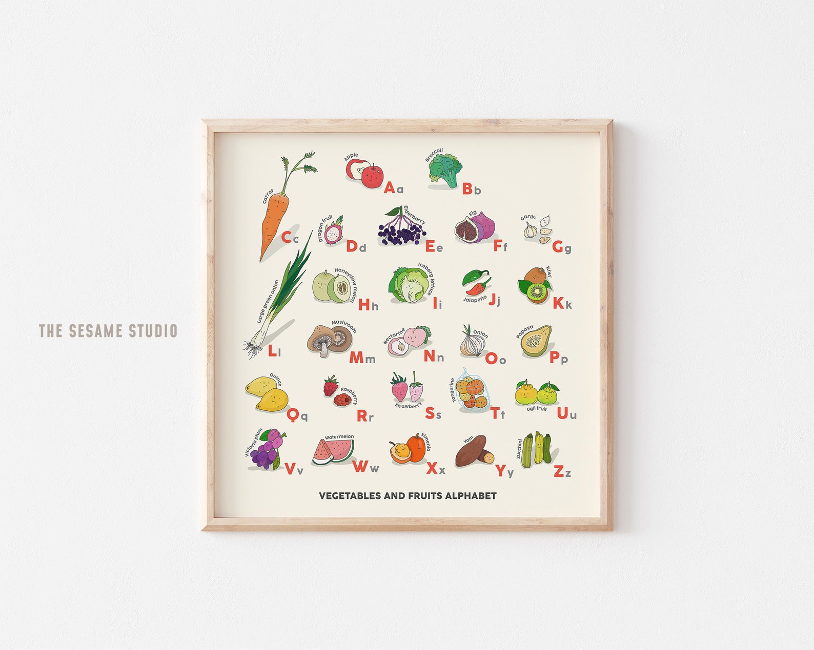 Printable Alphabet With Fruits & Vegetables, Educational Alphabet ...