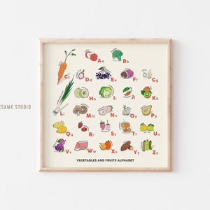 Printable Alphabet With Fruits & Vegetables, Educational Alphabet ...