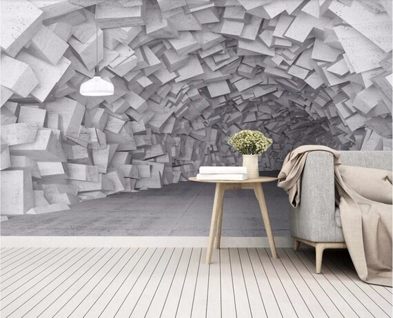 3D Tunnel Wallpaper 3D Wallpaper Wall Mural Living Room | Etsy