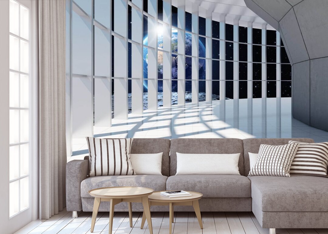 Space View Tunnel 3D Wallpaper Wall Mural 3D Wall Decor Art - Etsy