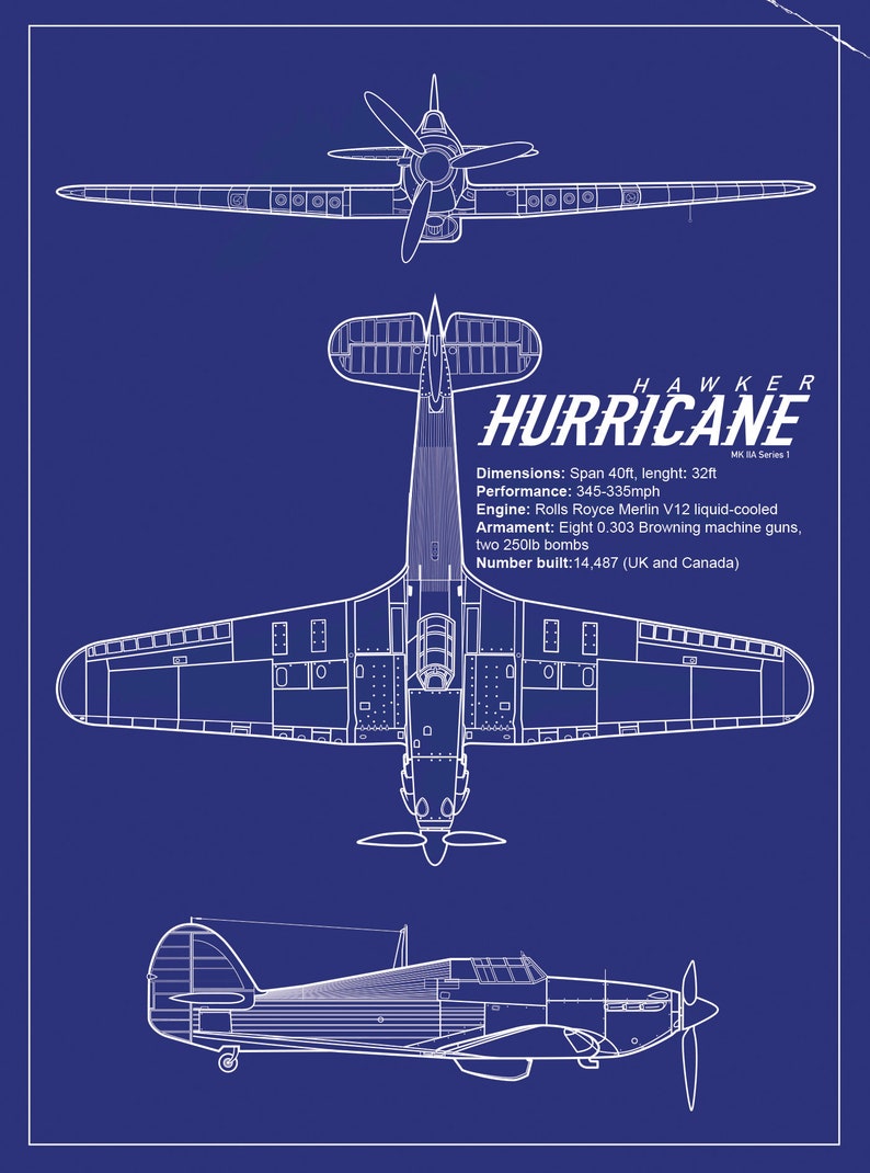 Hawker Hurricane Schematic Print - Etsy