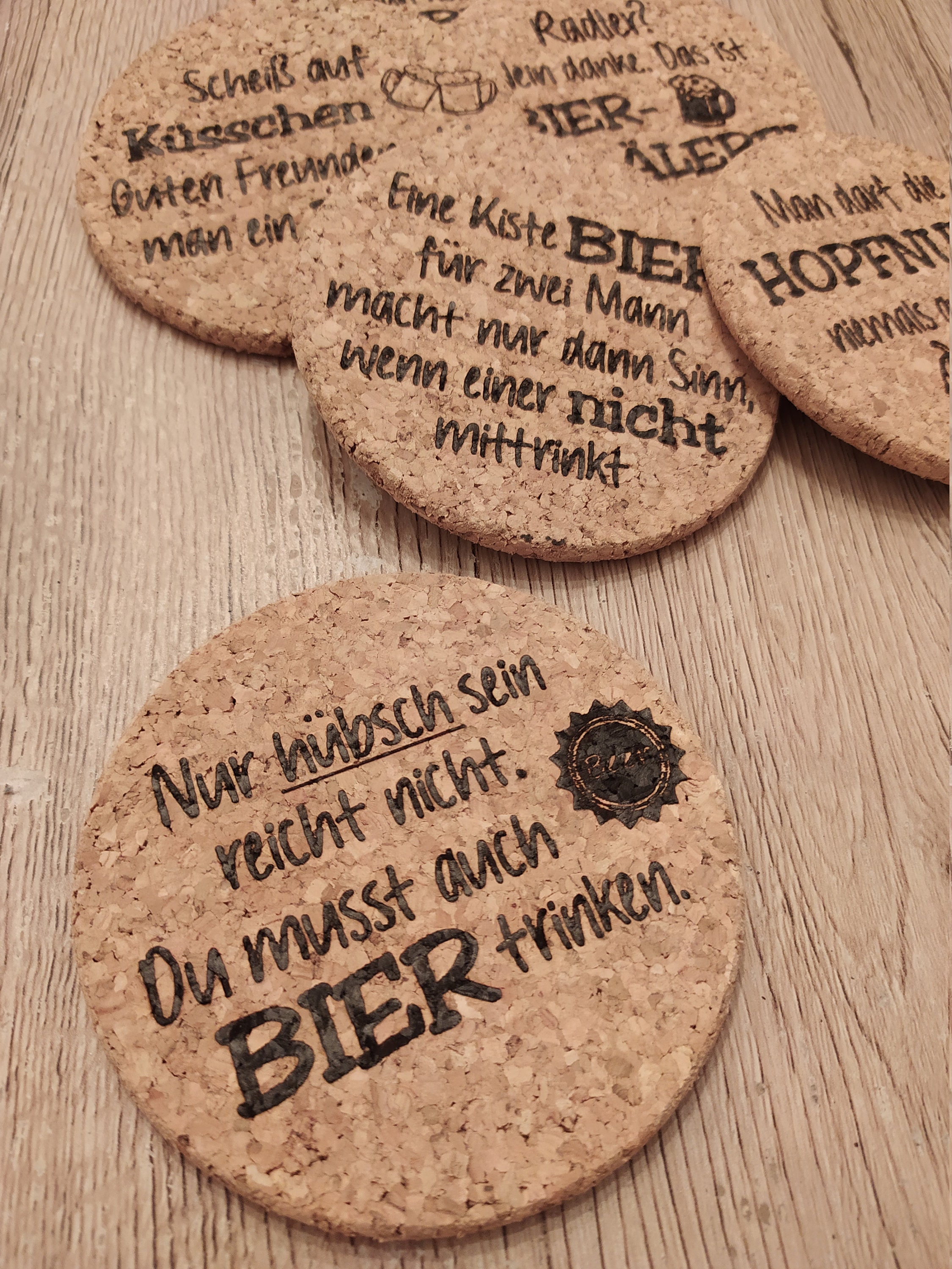 Cork coasters with different sayings Beer coasters for glass | Etsy
