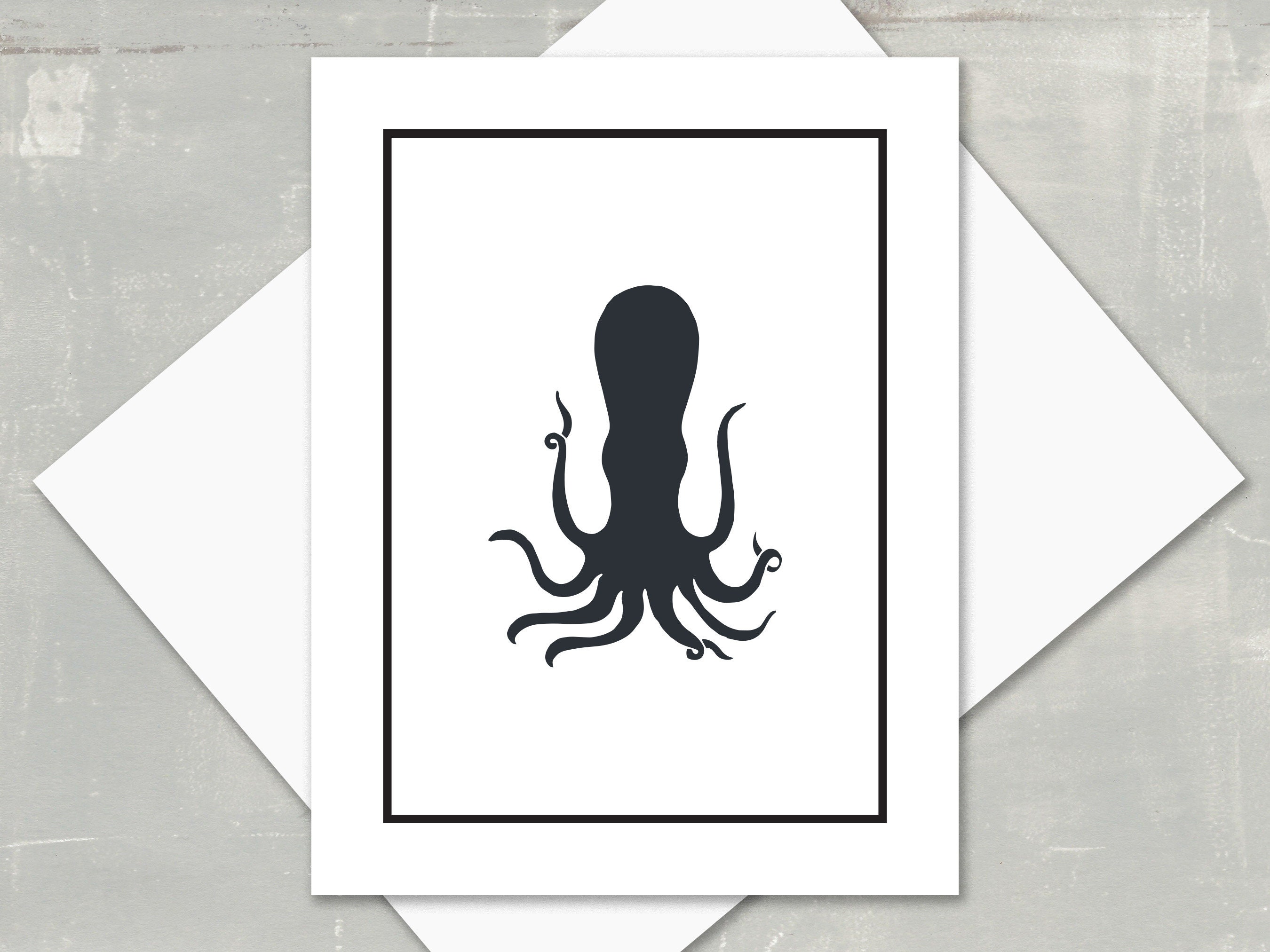 Nautical Sea Creature Note Card Set: Coastal Marine Life Stationery Set ...