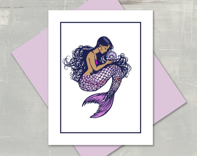 Six Spring MERMAID NOTE CARDS From Original Watercolors by Camille ...