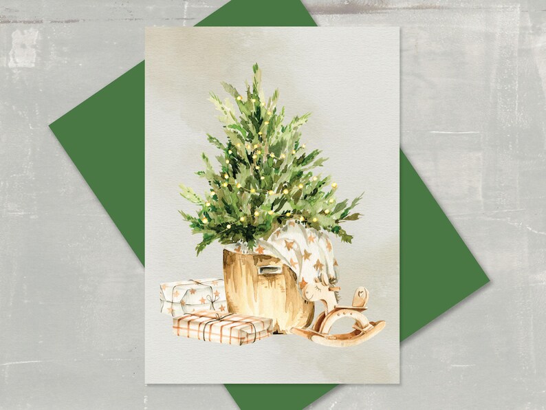 Watercolor Christmas Tree Cards: Handmade Holiday Greeting Cards, Set ...