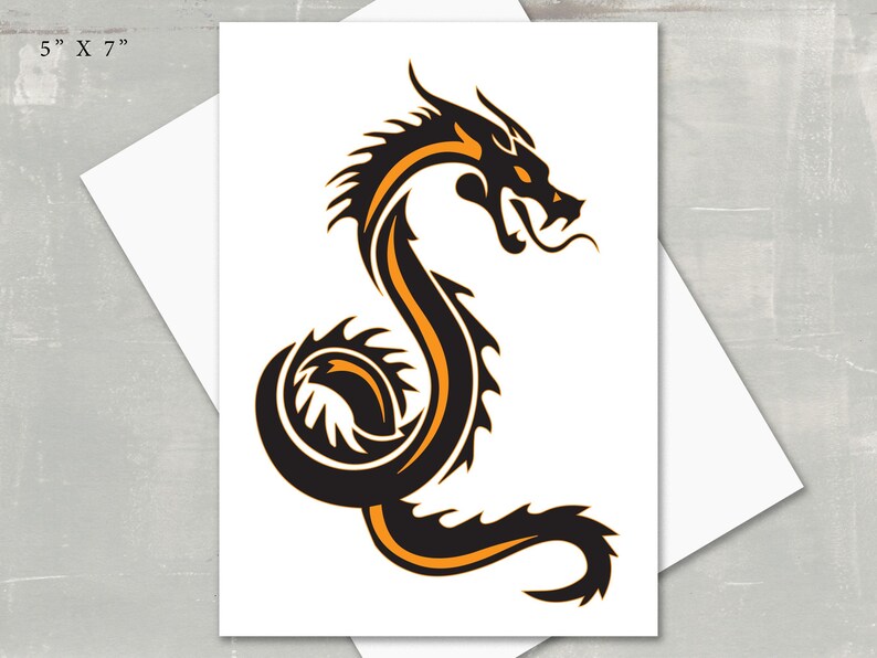 Black and Gold Dragon Note Cards: Lunar New Year Stationery - Etsy