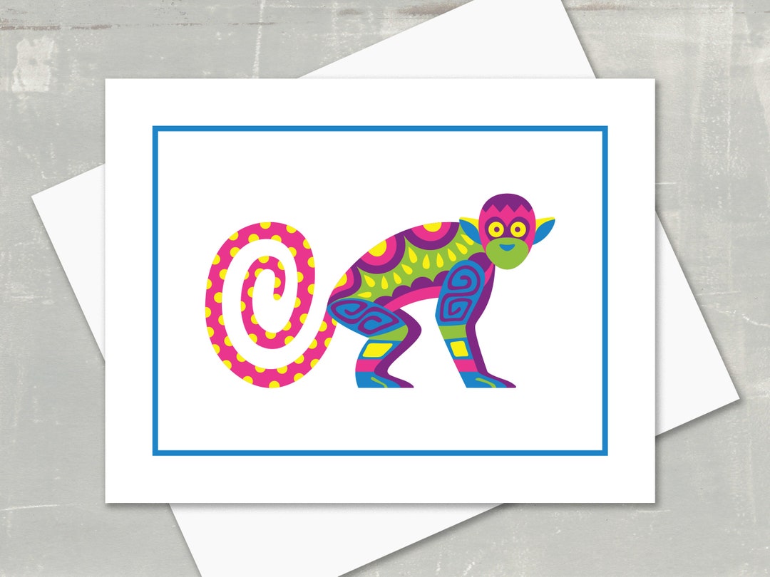 Alebrije Monkey Note Card: Mexican Folk Art Stationery - Etsy