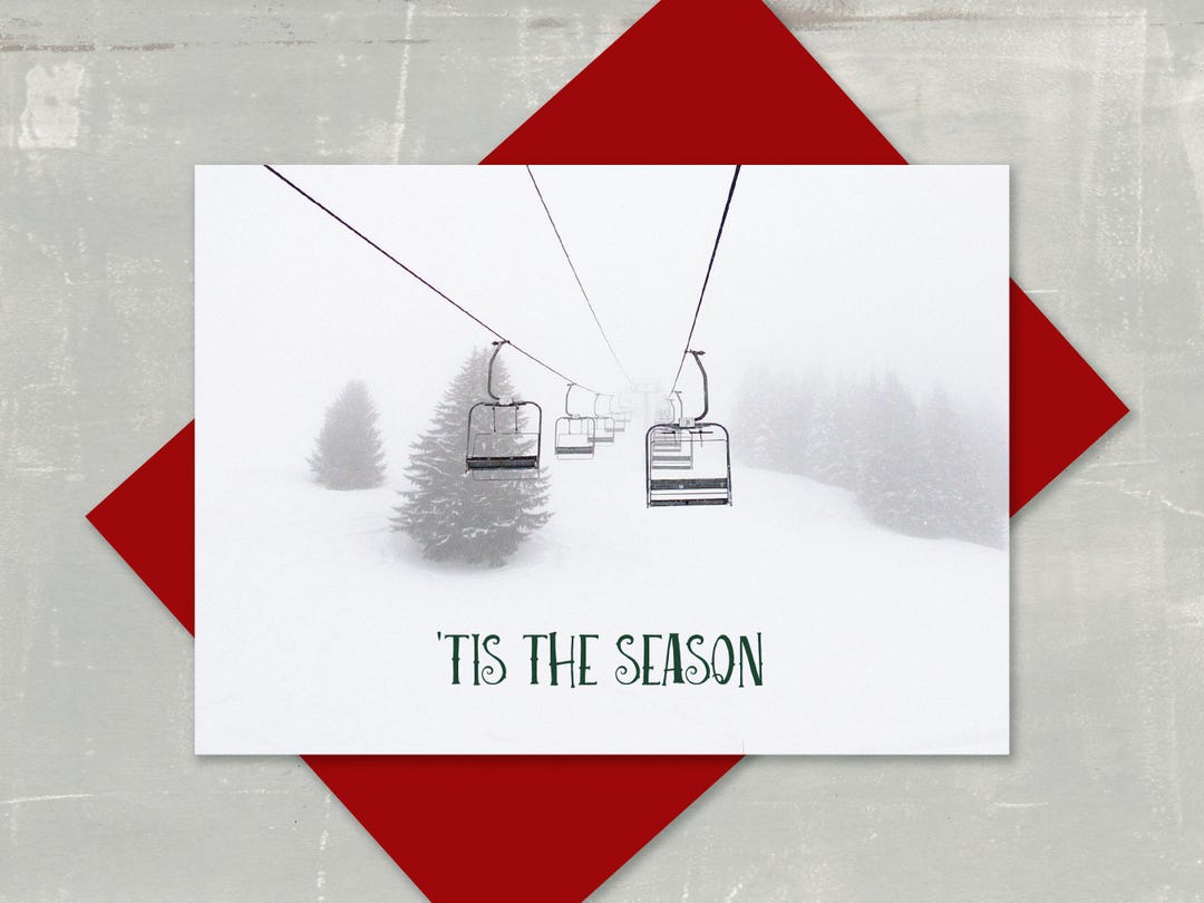 Handmade Ski Lift Christmas Cards: Personalized Holiday Greeting, Set ...