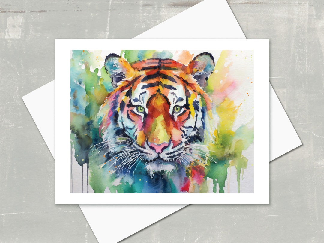 Watercolor Tiger Note Card: Wildlife Art, Animal Lover Stationery - Etsy