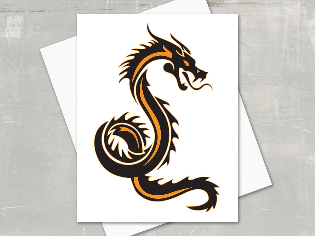 Black and Gold Dragon Note Cards: Lunar New Year Stationery - Etsy