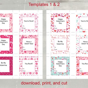 24 3 X 3 Valentine Cards Downloadable Jpg Files Ready to Print on 8.5 X ...