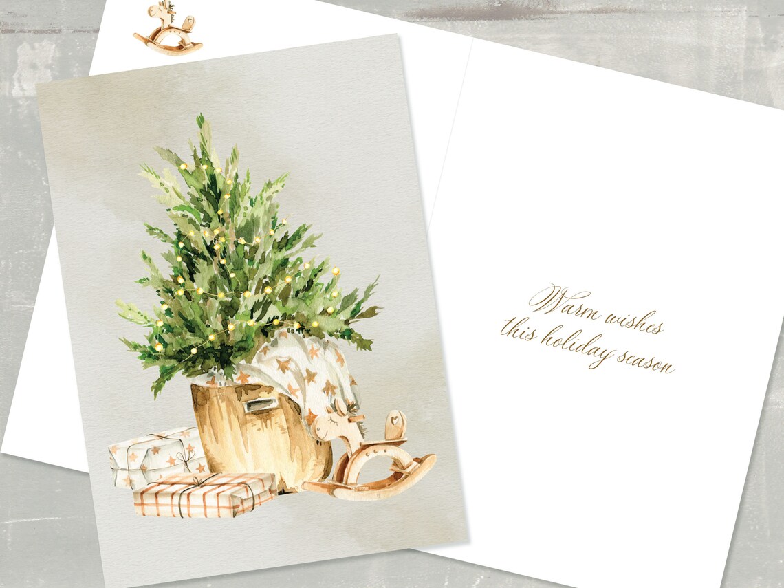 Watercolor Christmas Tree Cards: Handmade Holiday Greeting Cards, Set ...