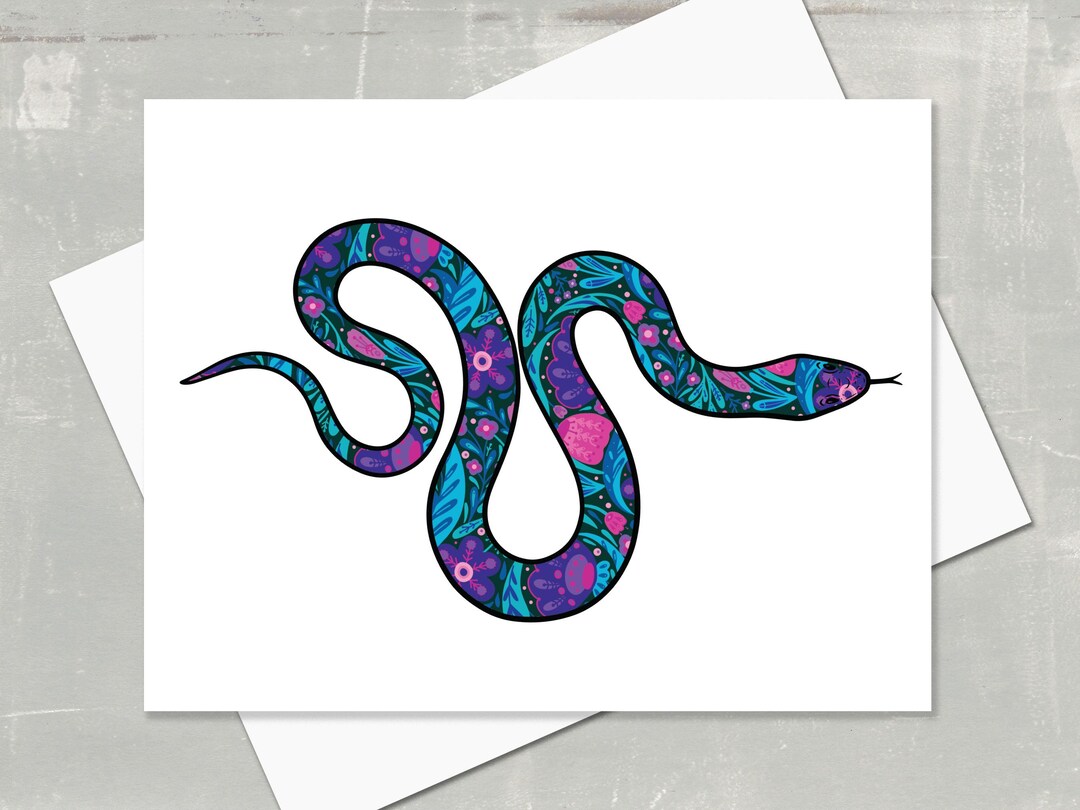 Floral Snake. 2 Card Sizes to Choose From. Set of 10 Year of the Snake ...