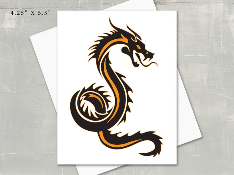 Black and Gold Dragon Note Cards: Lunar New Year Stationery - Etsy