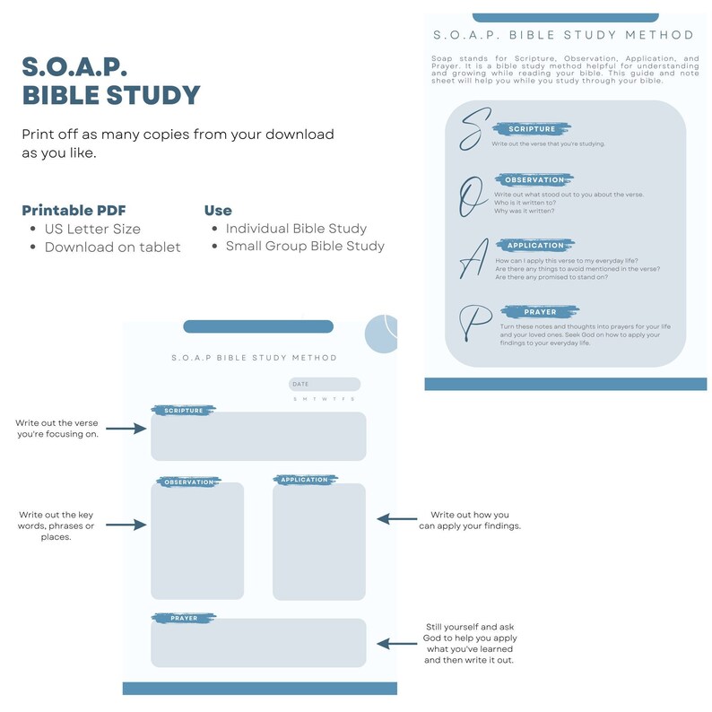 S.O.A.P. Bible Study Guide & Template - Etsy
