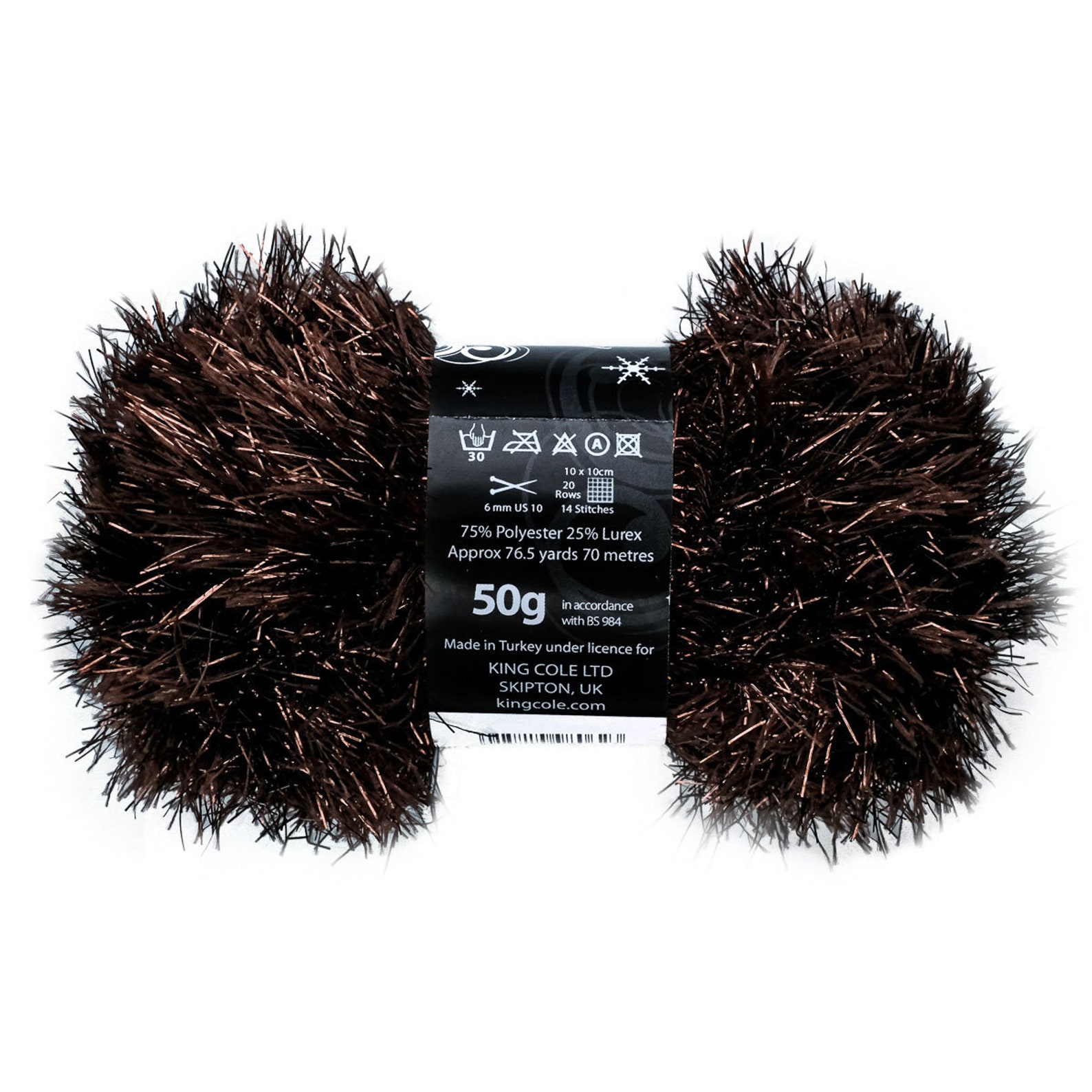 King Cole Tinsel Chunky Brown Sparkly Festive Glitter Yarn 50g - 1585 ...