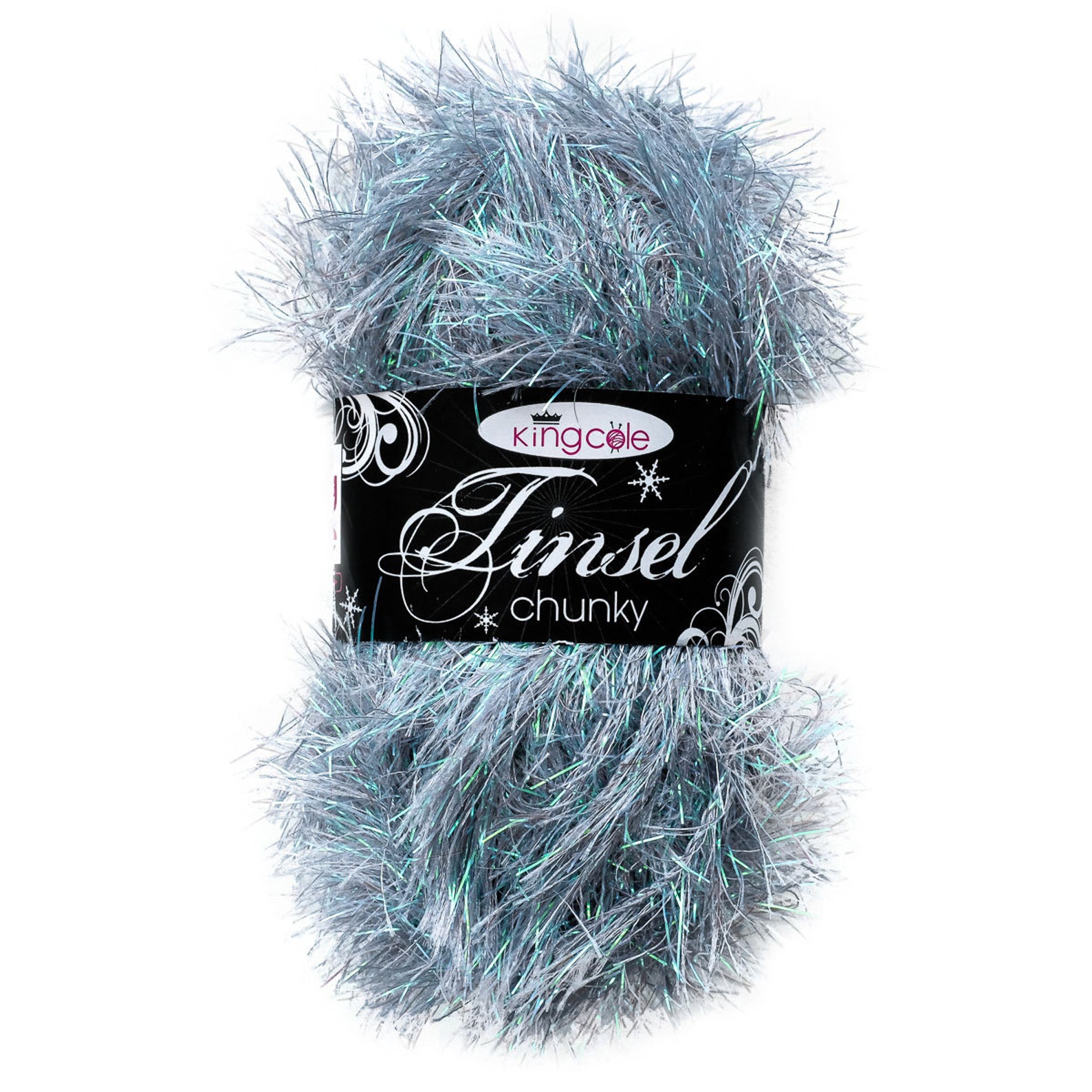 King Cole Tinsel Chunky Blue Sparkly Festive Glitter Yarn 50g - 3423 ...