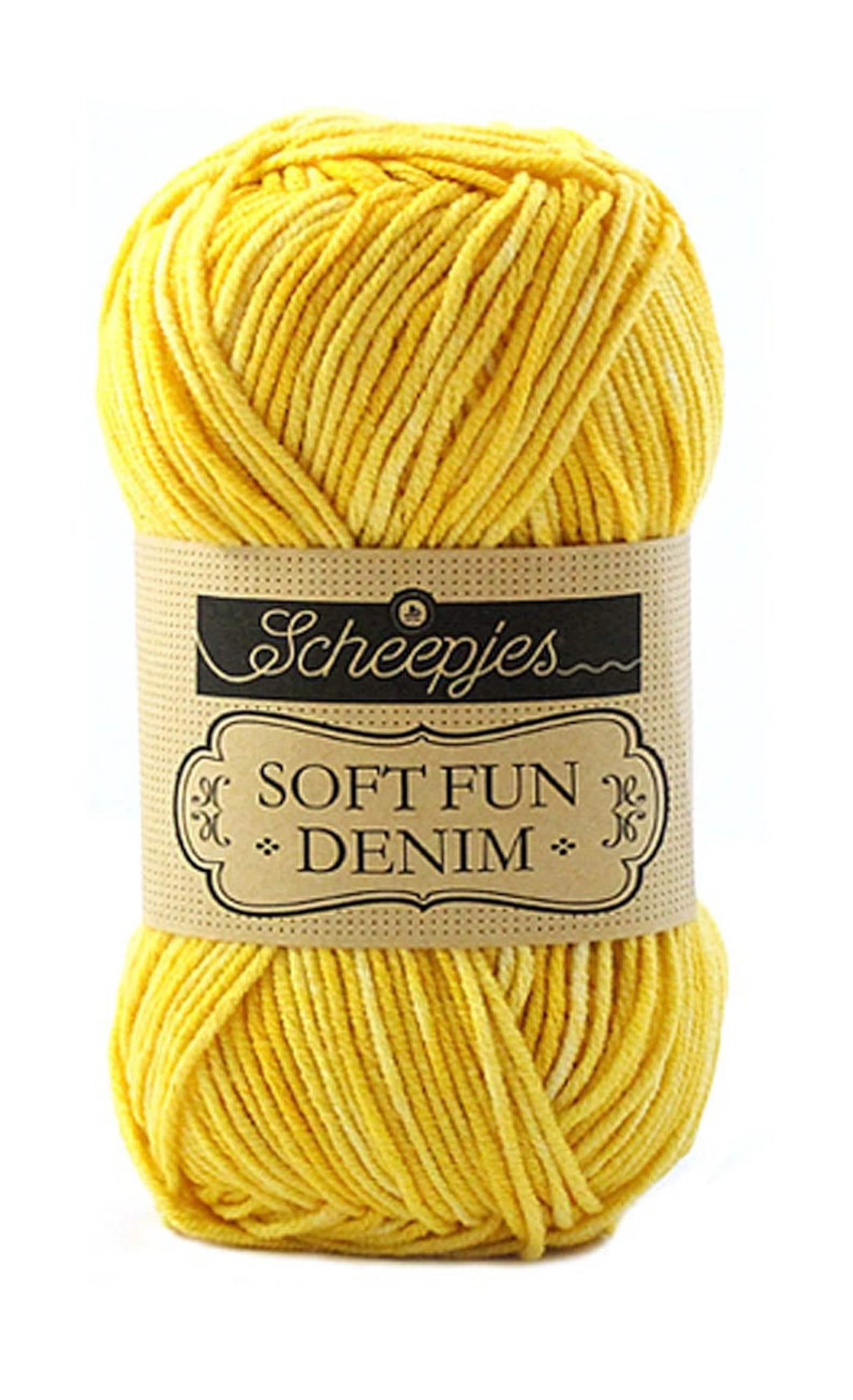 Scheepjes Softfun Denim DK Cotton Mix Easy Care Yellow Yarn - Etsy