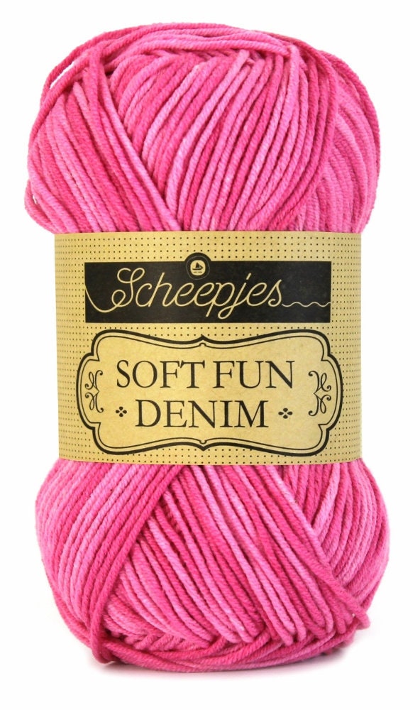 Scheepjes Softfun Denim DK Cotton Mix Easy Care Pink Yarn 50g | Etsy