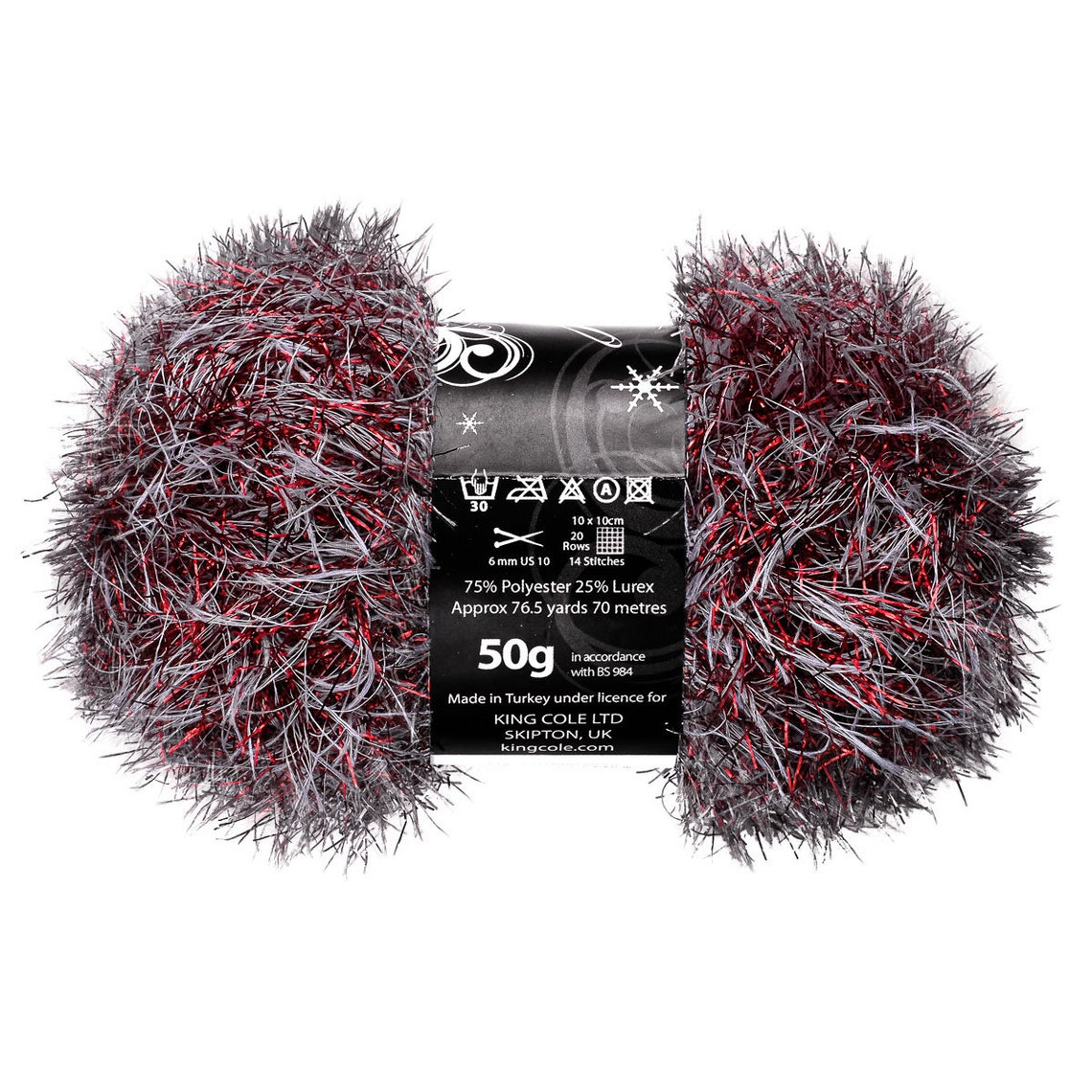 King Cole Tinsel Chunky Red/White Sparkly Festive Glitter Yarn | Etsy