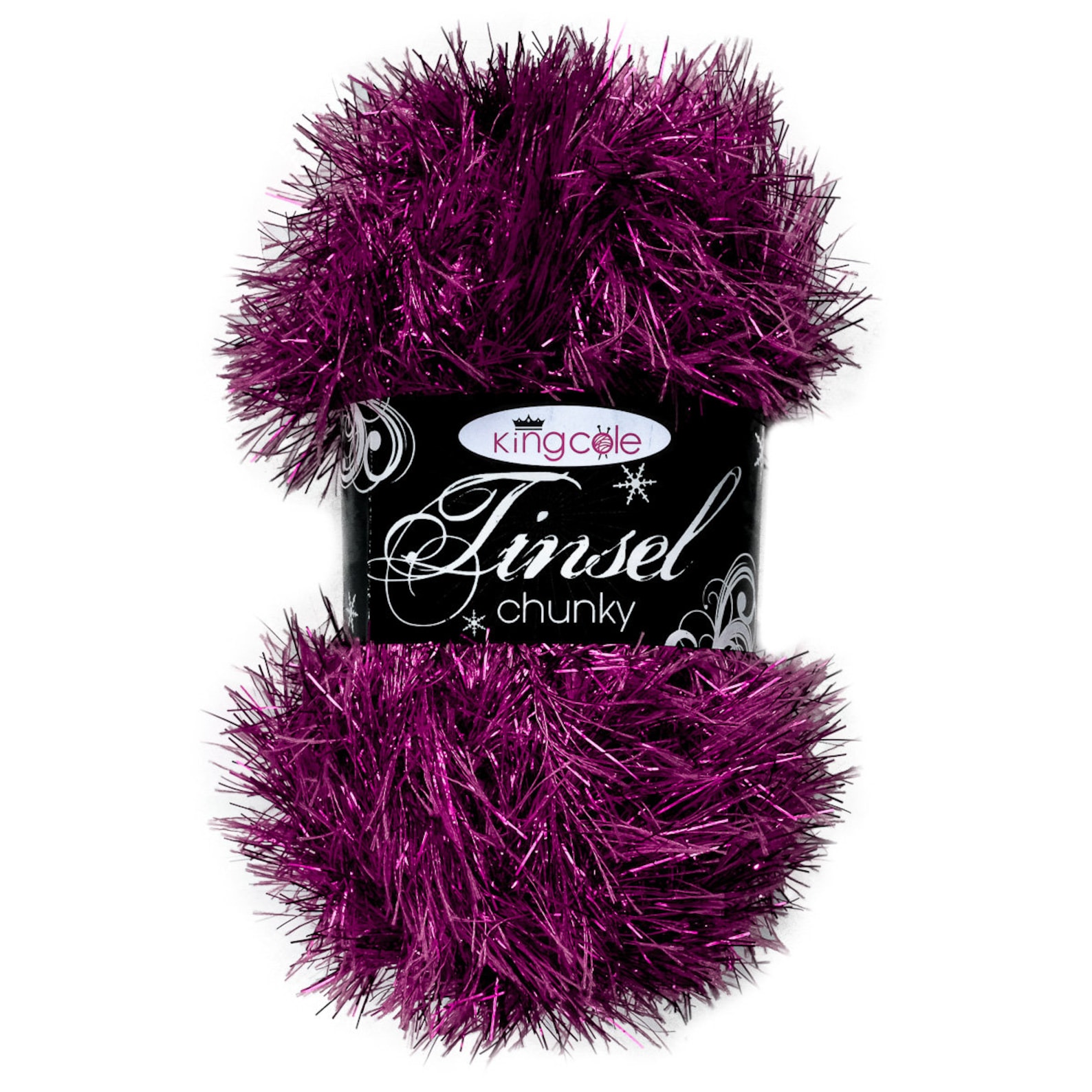King Cole Tinsel Chunky Pink Sparkly Festive Glitter Yarn 50g - 1584 ...