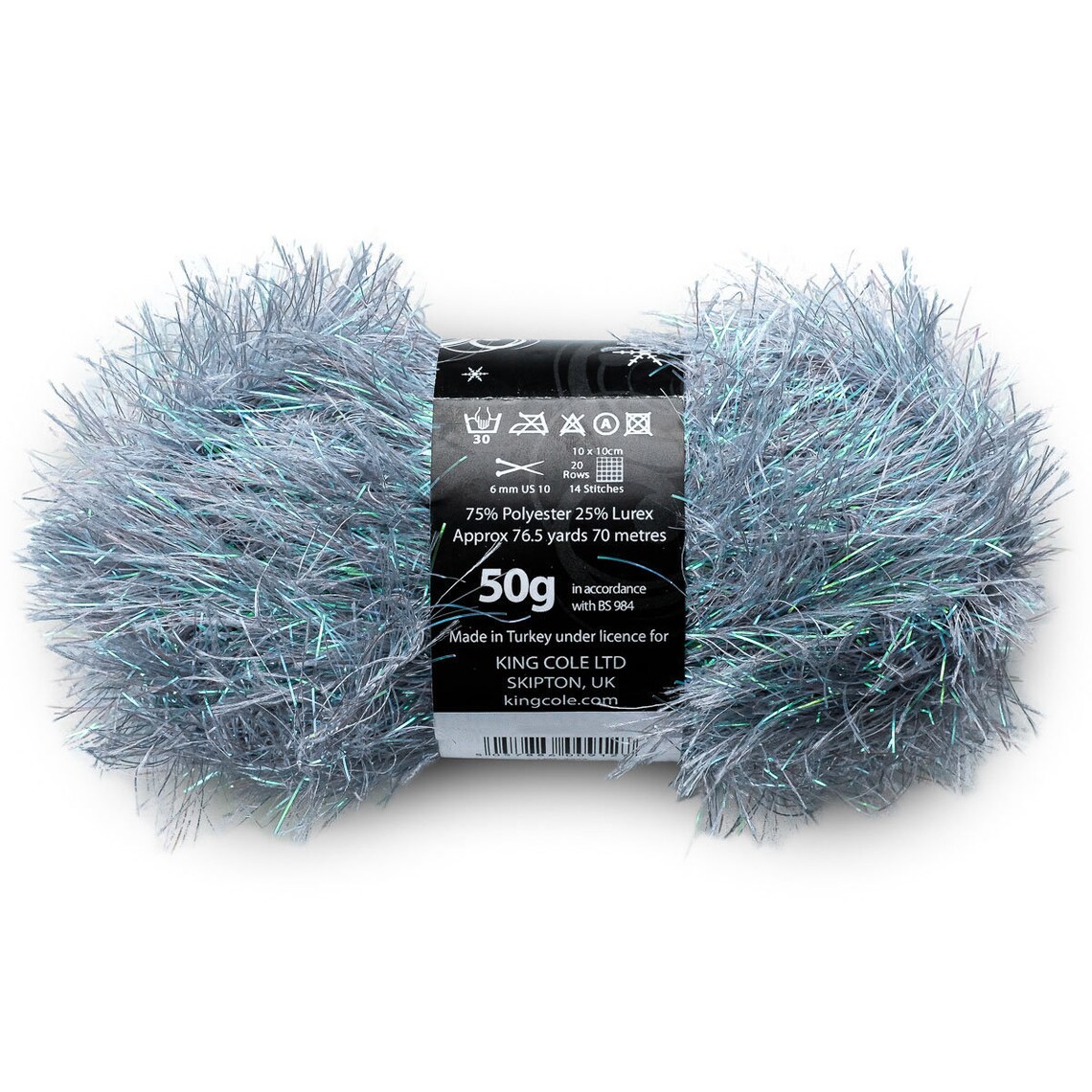 King Cole Tinsel Chunky Blue Sparkly Festive Glitter Yarn 50g - 3423 ...