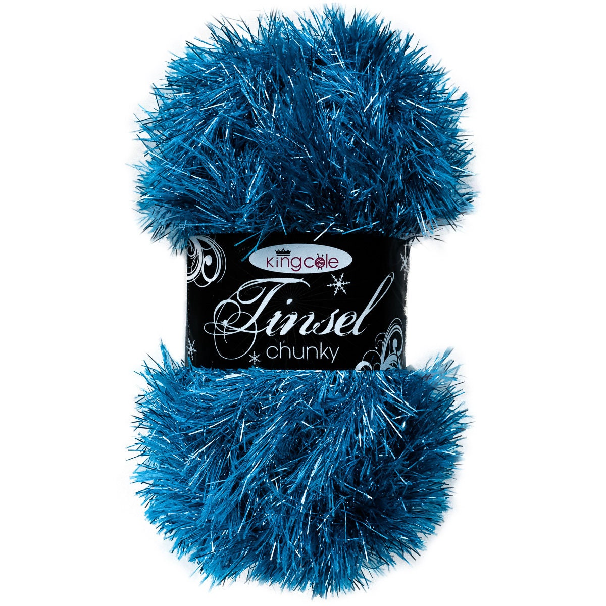 King Cole Tinsel Chunky Blue Sparkly Festive Glitter Yarn 50g - 1583 ...