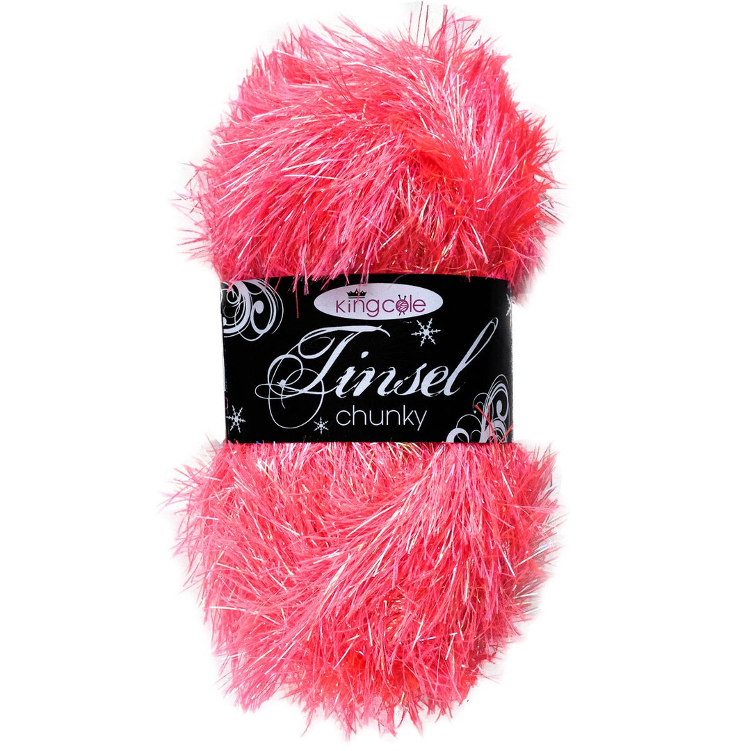 King Cole Tinsel Chunky Pink Sparkly Festive Glitter Yarn 50g - 3467 ...