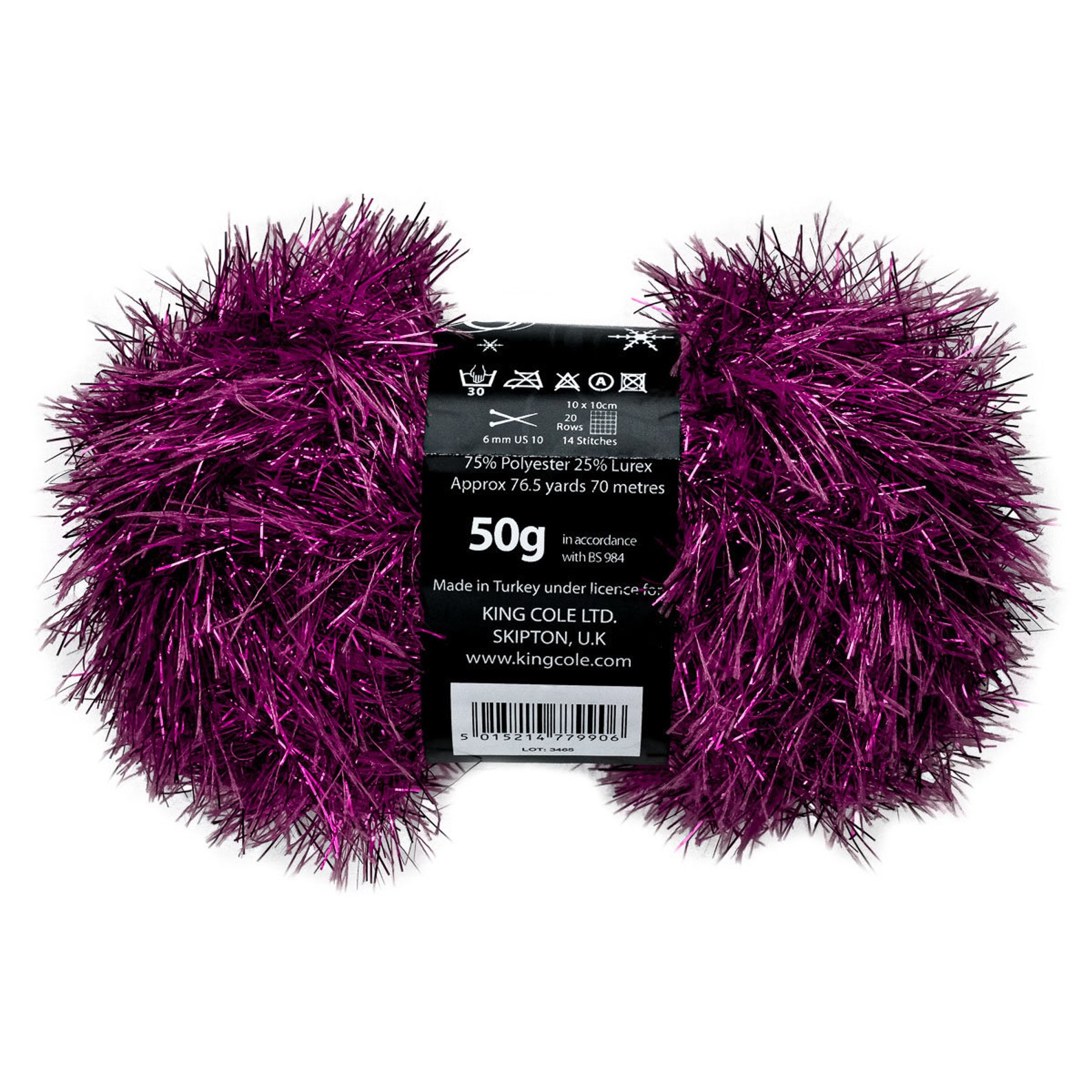 King Cole Tinsel Chunky Pink Sparkly Festive Glitter Yarn 50g - 1584 ...