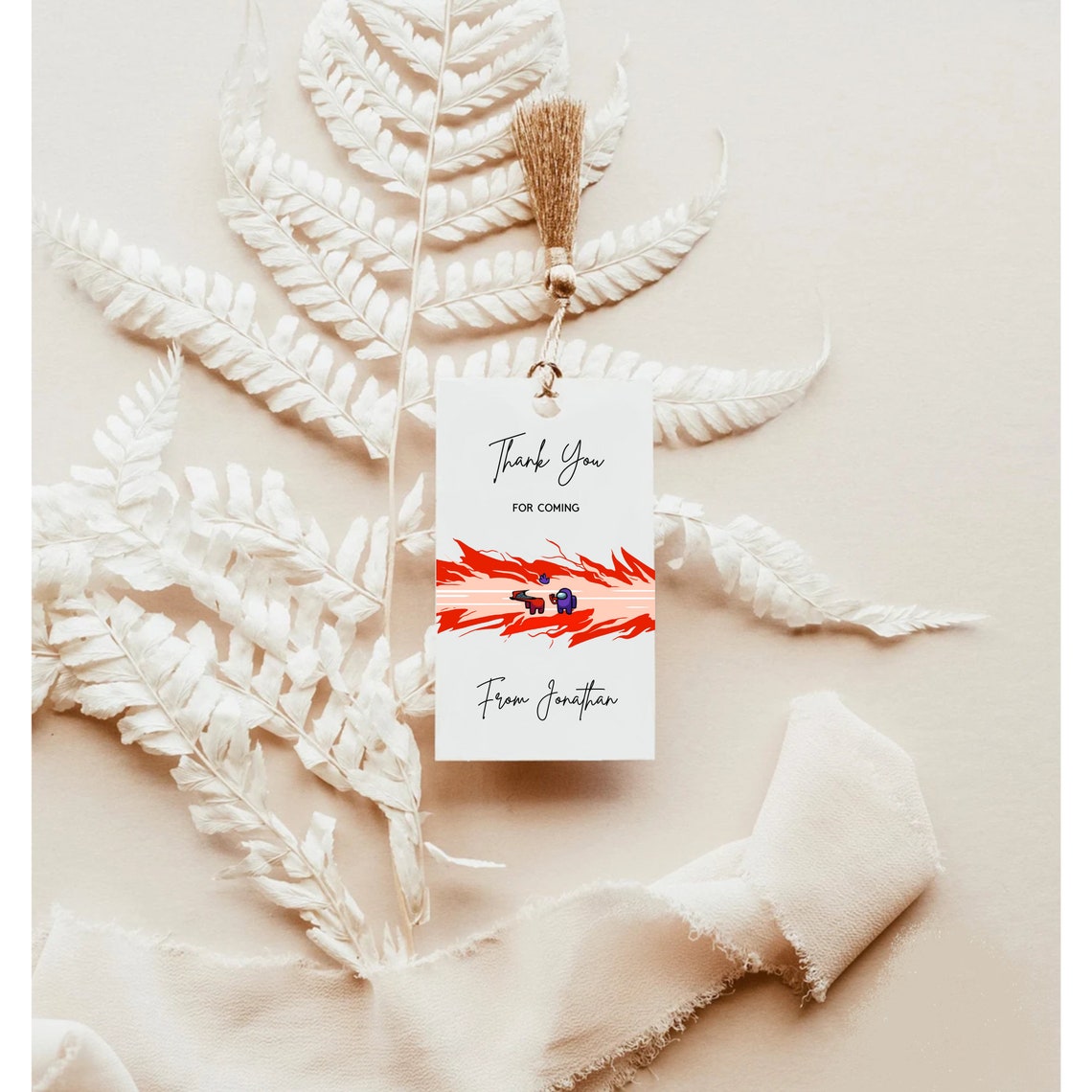 Among Us Birthday Thank You Tag Template Editable, Birthday Party Favor ...