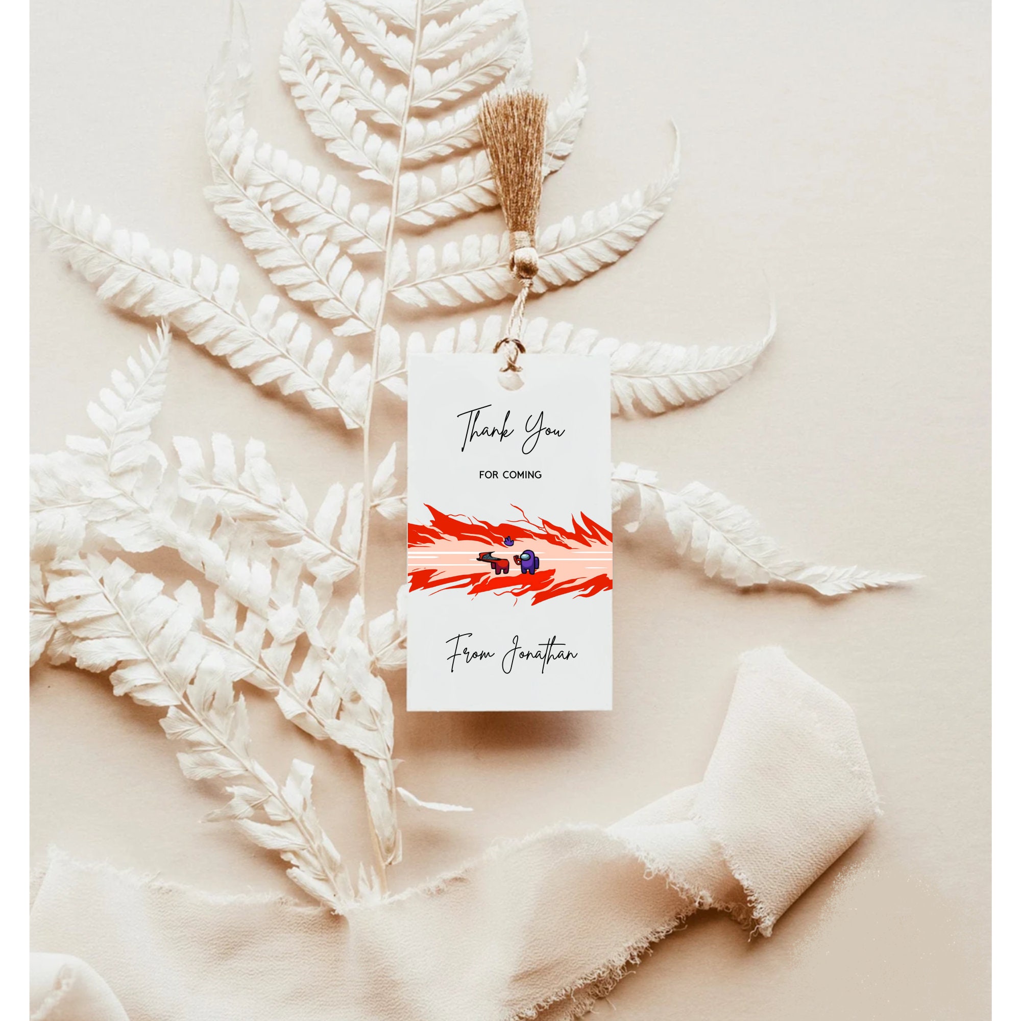 Among Us Birthday Thank You Tag Template Editable, Birthday Party Favor ...