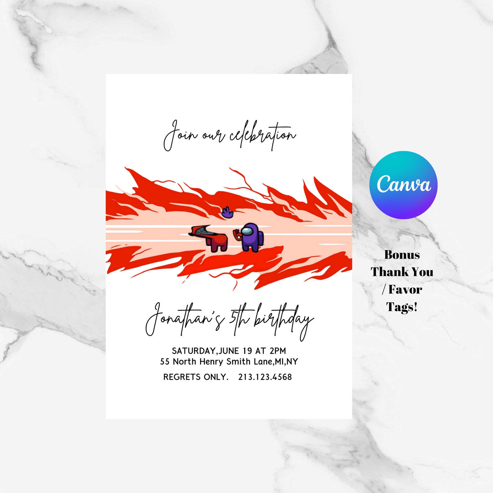 Among Us Birthday Invitation Template Editable, Birthday Party ...