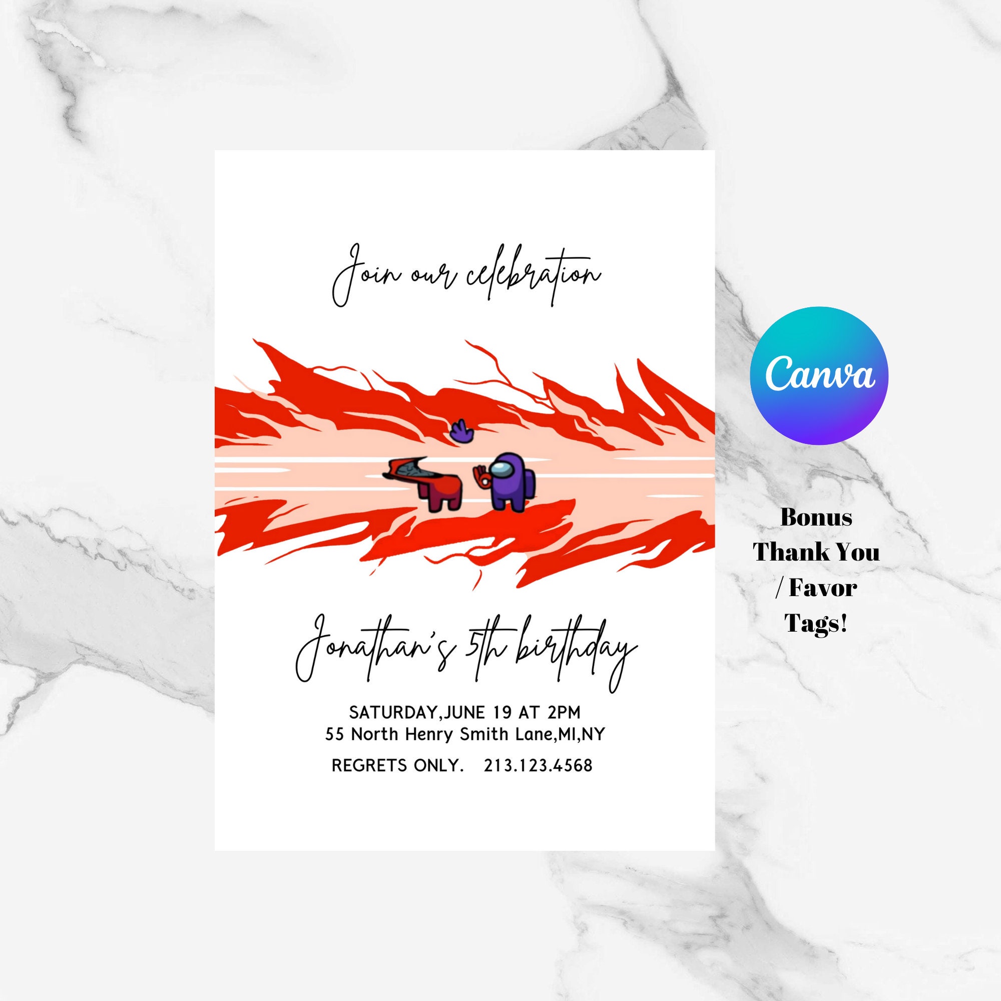Among Us Birthday Invitation Template Editable, Birthday Party ...