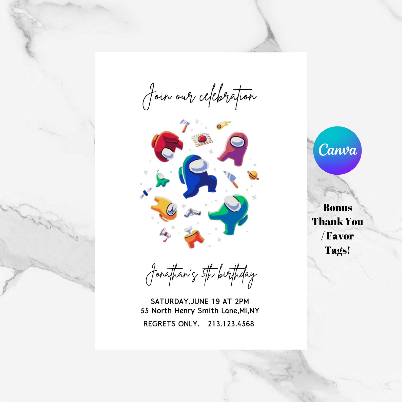 Among Us Birthday Invitation Editable Template, Printable Birthday ...