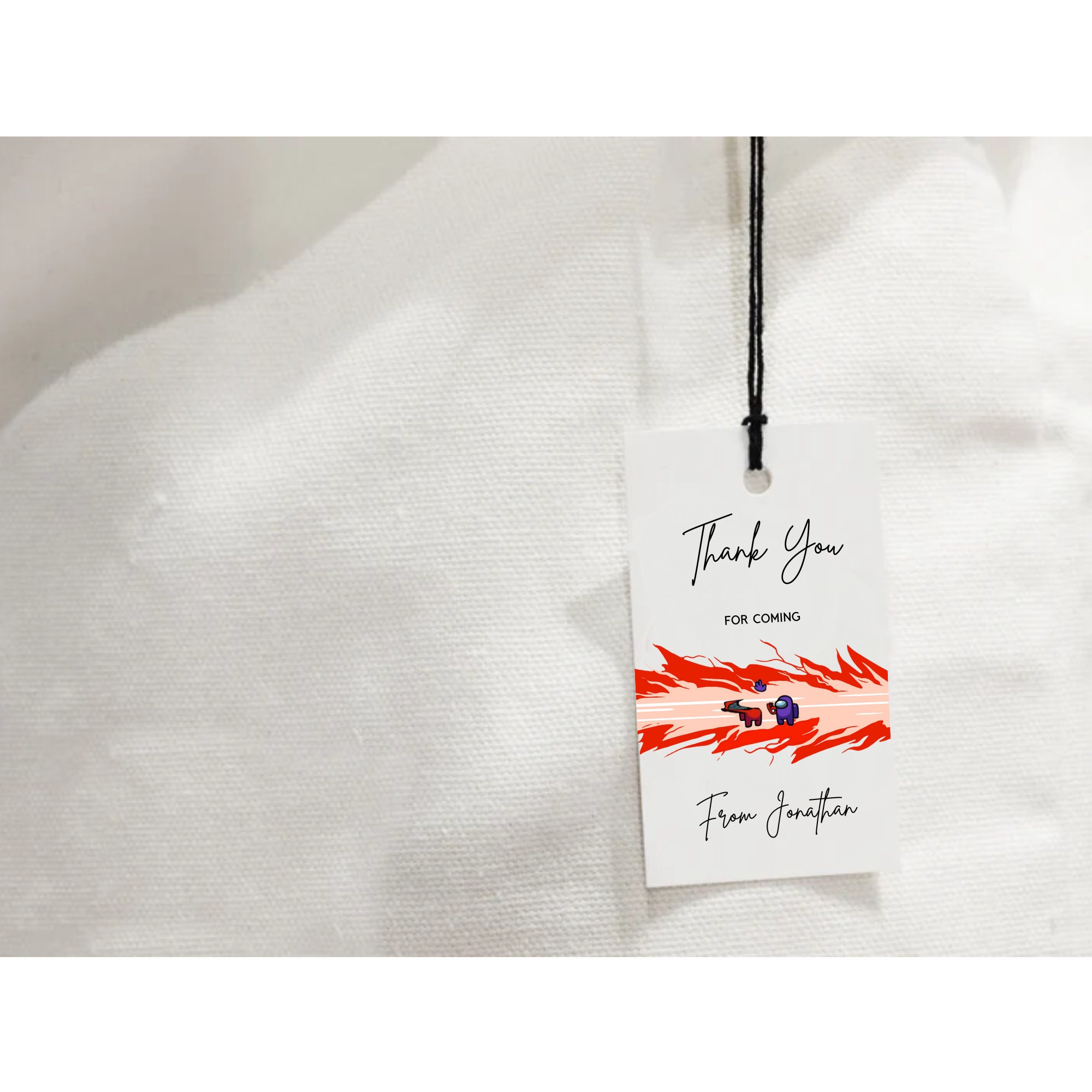 Among Us Birthday Thank You Tag Template Editable, Birthday Party Favor ...