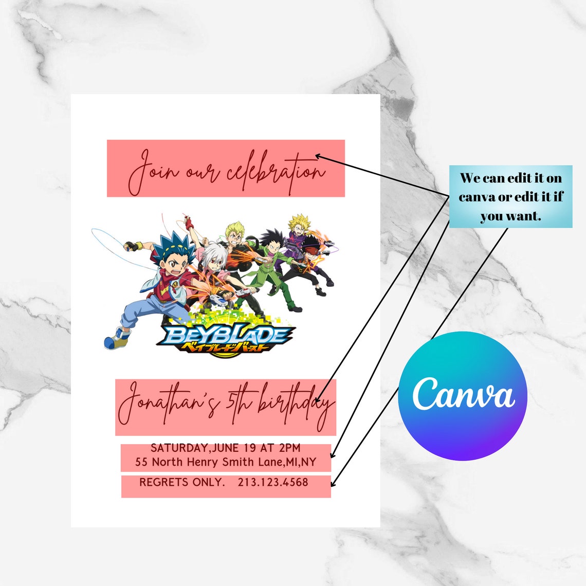 Beyblade Birthday Invitation Editable Template, Printable Birthday ...