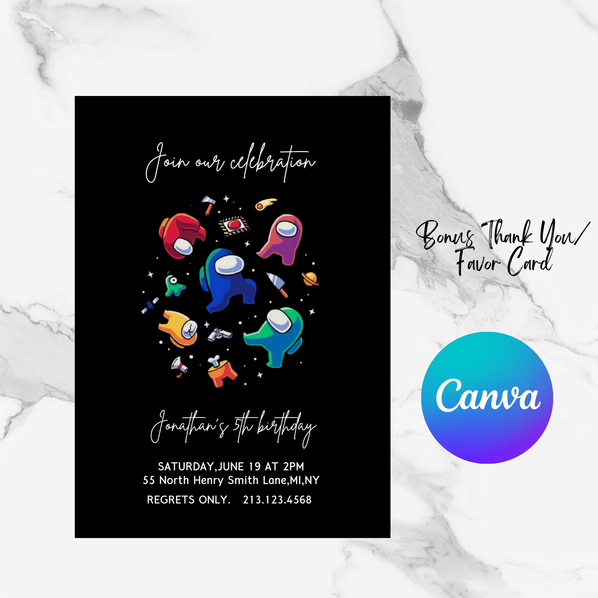 Among Us Birthday Invitation Editable Template, Printable Birthday ...