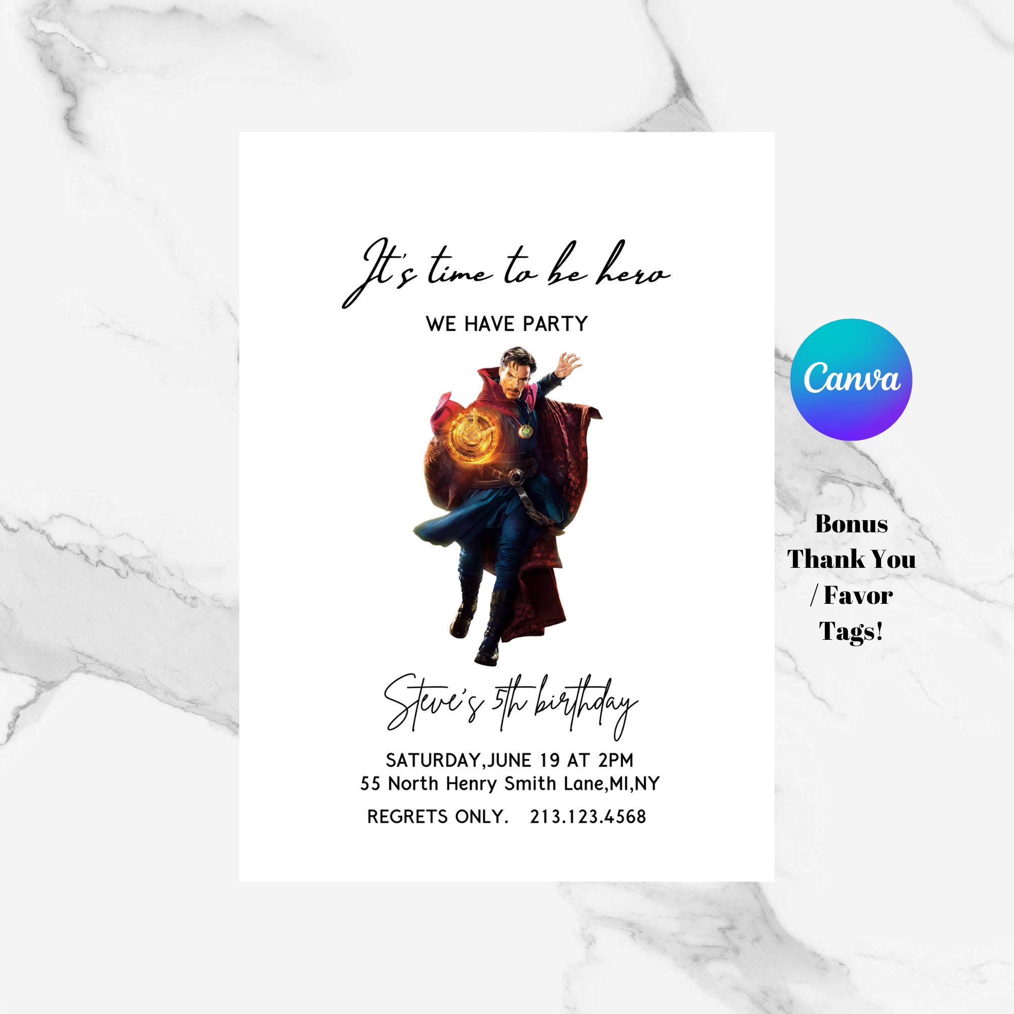 Doctor Strange Invitation, Avengers Birthday Invitation, Avengers ...