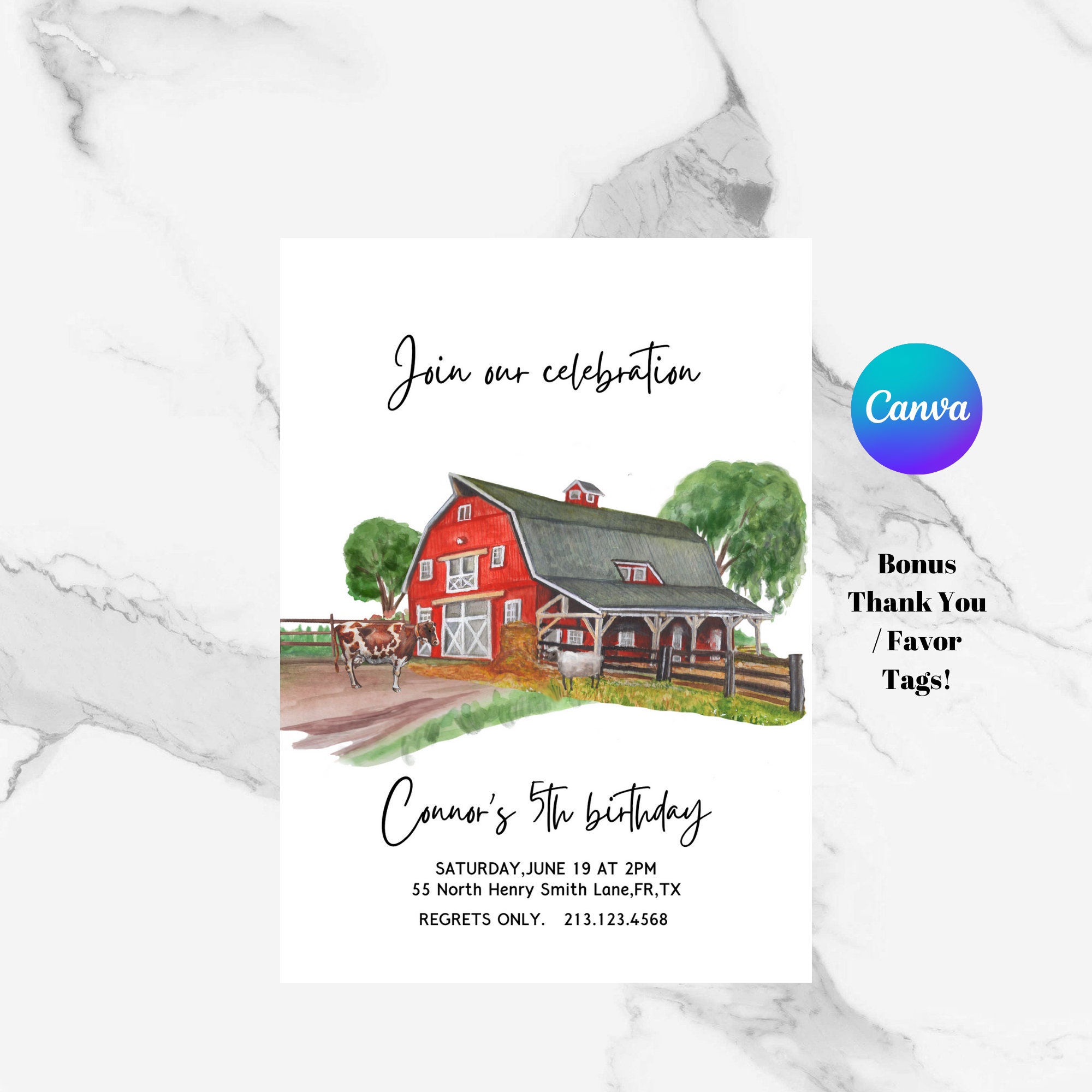 Farm Birthday Invitation Template, Barnyard Birthday Invitation, Ranch ...