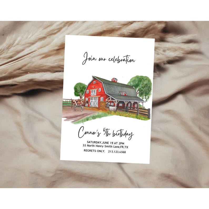 Farm Birthday Invitation Template, Barnyard Birthday Invitation, Ranch ...