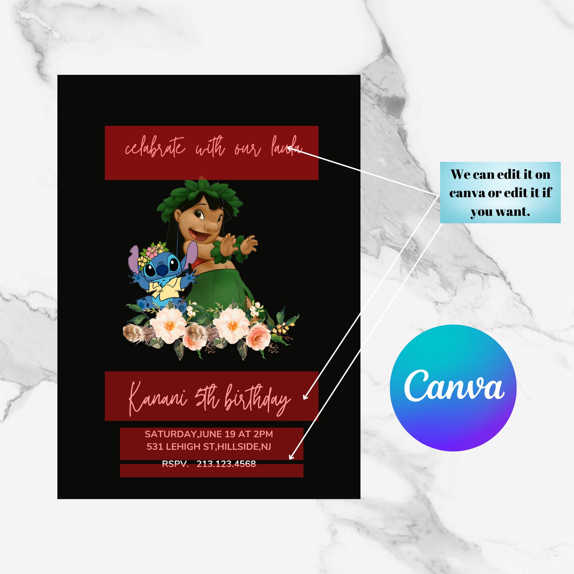 Luau Birthday Invite, Lilo and Stitch Birthday, Hawaiian Theme Birthday ...