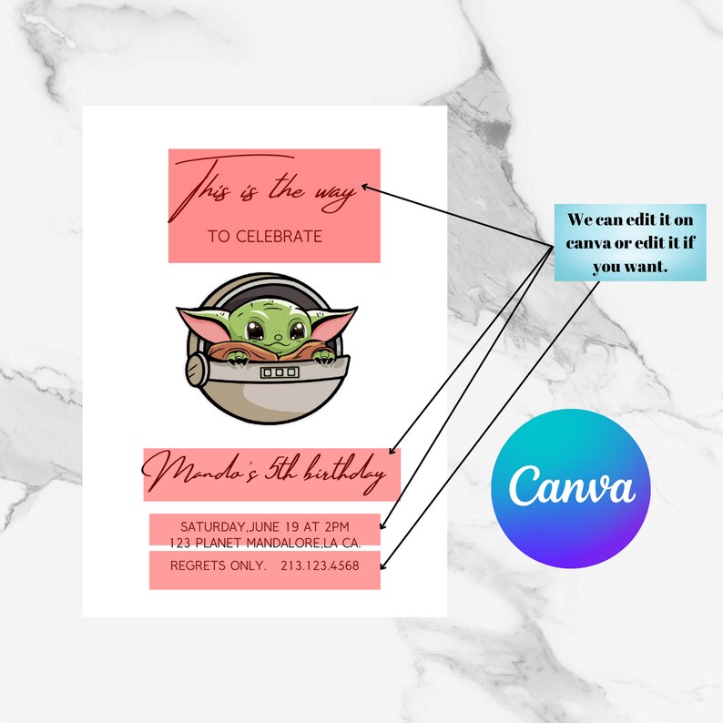 Invitación de cumpleaños de Baby Yoda, cumpleaños mandaloriano ...