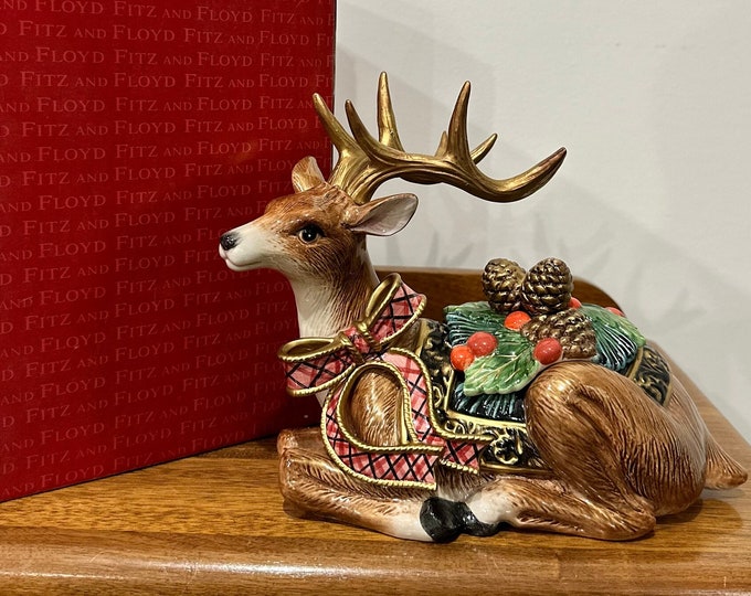 Fitz and Floyd Holiday Pine Deer Lidded Box - Etsy